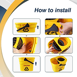 Yocada Commercial Mop Bucket with Wringer Portable Collapsible Plastic Mop Bucket Cleaning Washing Bucket for Cotton Mop