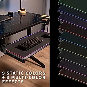 VIVO Large Height Adjustable Under Desk Keyboard Tray with RGB LED Light Mouse Pad, C-clamp Mount, 27 (33 Including Clamps) x 11 inch Slide-Out Platform Computer Drawer for Typing, Black, MOUNT-KB05GP