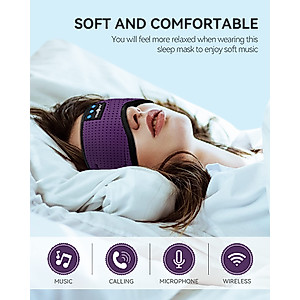 MUSICOZY Sleep Headphones Bluetooth 5.2 Headband Headphones Super Soft & Breathable, Wireless Sleeping Eye Mask Earbuds Earphones for Side Sleepers Mom Women Cool Tech Gadgets Gifts