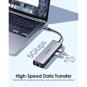 LENTION USB C Hub with a Gigabit Ethernet Port, 4K HDMI Display, 3 USB-A USB 3.0 Ports for MacBook Pro, MacBook Air, Dell, Lenovo, HP Laptops and More, Stable Driver Certified (C25, Space Gray)