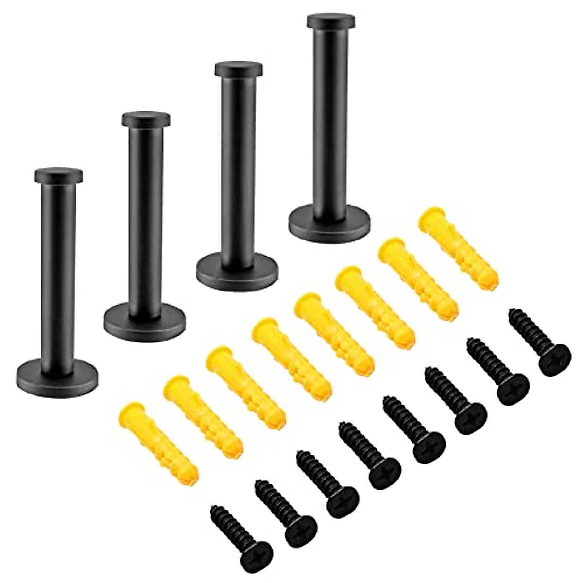 Augiimor 4Pcs Matte Black Round Hooks,Stainless Steel Black Robe Towel Hooks,Round Wall Towel Hooks Black Utility Shower Towel Hanger for Bedroom Bathroom & Kitchen (6"/15.2cm Length)