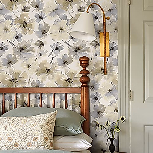 JiffDiff Watercolor Flower Peel and Stick Wallpaper Floral Peel and Stick Wallpaper Honey Wheat Yellow Wallpaper Stick On Wallpaper