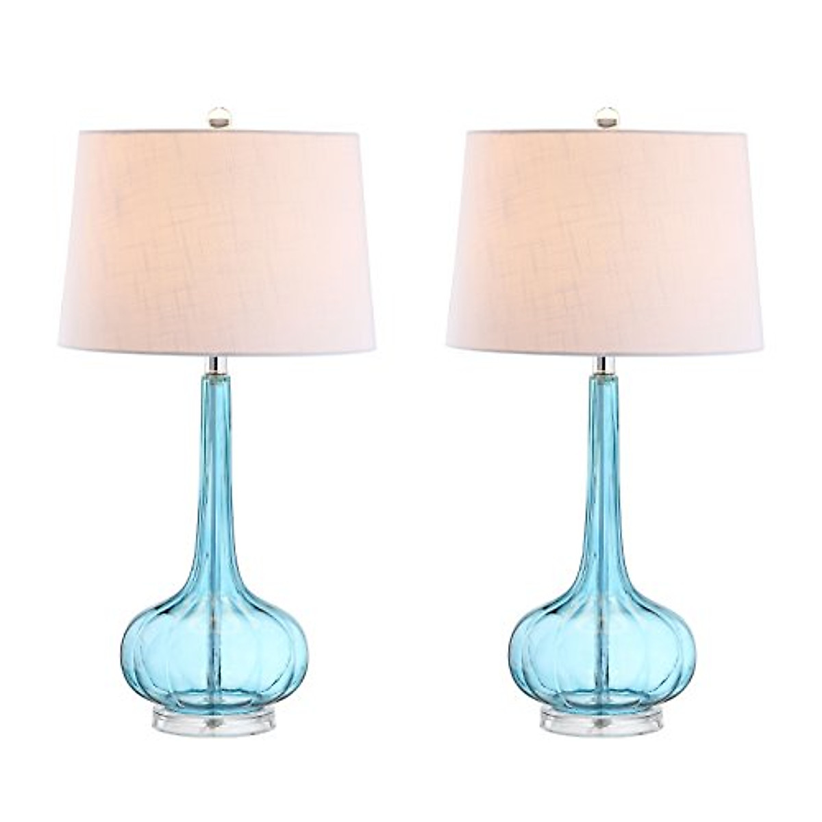 JONATHAN Y JYL1079B-SET2 Set of 2 Table Lamps Bette 28.5" Glass Teardrop LED Table Lamp Contemporary Bedside Desk Nightstand Lamp for Bedroom Living Room Office College Bookcase, Aqua