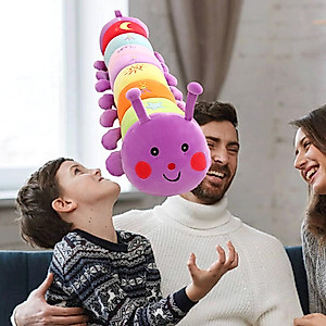 AUCOOMA 19.6" Caterpillar Stuffed Animal Small Pillow, Fun Plush Soft Long Pillow, Toy Doll Creative Birthday Gift Purple