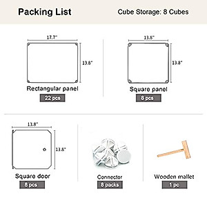 KOUSI Large Cube Storage - 14"x18" Depth Cube (8 Cubes) Cube Organizer Cube Storage Shelves Cubby Organizing Closet Storage Organizer Cabinet Shelving Bookshelf Toy Organizer, White