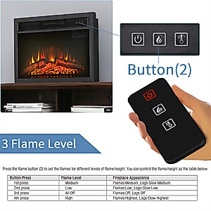 PatioFestival 24 Inch Electric Fireplace Insert 1400W Embedded&Freestanding Realistic Log Flame Effect Heater with Remote Control, 3 Adjustable Flame, Overheating Protection
