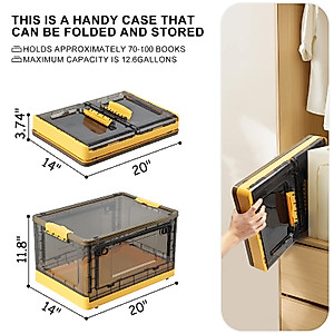 Fccabin Storage Bins With Lids, 12.6 Gal/50Qt Storage Containers Cubes With Wheels and Sturdy Three-Sided Doors Design for Bedroom/Livingroom/Kitchen/Office Plastic Storage Bins 3 Pack-Yellow