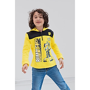 Transformers Bumblebee Big Boys Fleece Half Zip Hoodie Yellow 10-12