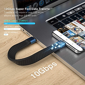 Aprilery Short USB C to USB C Cable, 0.45ft USB 3.2 Gen 2 10Gbps 100W 5A Type C Charging Cable Fast Charge, for MacBook, iPad Pro, Surface, Chromebook, External SSD, Power Bank, Samsung S21 etc