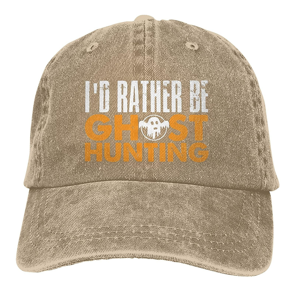 Ositerpz I'd Rather Be Ghost Hunting Hat Women Dad Hats with Design Hat Natural
