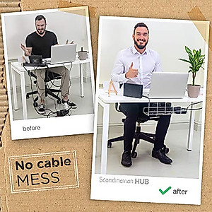Under Desk Cable Management Tray - Under Desk Cable Organizer for Wire Management. Super Sturdy Desk Cable Tray. Perfect Standing Desk Cable Management Rack (White Wire Tray - Set of 2X 16'')