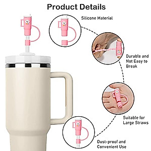 Straw Cover Cap for Stanley Cup, 6pcs Silicone Straw Topper Compatible with Stanley 30&40 Oz Tumbler with Handle and Straw, Drinking Straw Tip Covers for 8-10mm Straw