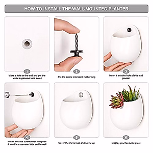 Mkono Wall Planter with Artificial Plants, Decorative Potted Fake Succulents Picks Assorted Faux Succulent in Modern Ceramic Hanging Plant Pot Vase for Home Decor, Set of 3