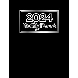 2024 Monthly Planner: January Through December with Federal Holidays and Inspirational Quotes | Minimalist Large Black Cover