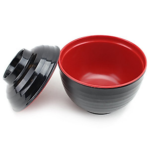 USAMJTABLE Set of 6 Japanese Melamine 味噌湯ボウル4" Miso Soup Rice Bowls With Lid (B11894) ~ We Pay Your Sales Tax