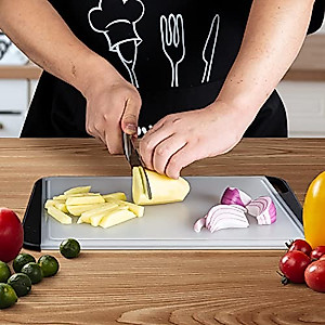 Plastic Cutting Board, Cutting Board for Kitchen Dishwasher Available, Chopping Board with Juice Groove, L, Empune