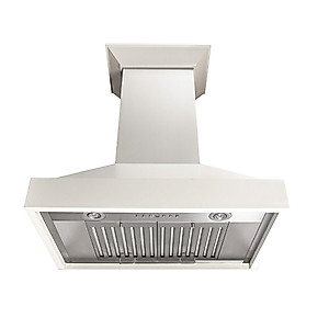 ZLINE 36 in. Wooden Wall Mount Range Hood in Cottage White - Includes Motor