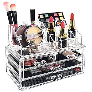 Ikee Design Clear Makeup Organizer for Vanity, Bathroom Counter or Dresser - Easily Accessible with Clear Design. Perfectly Organize Your Beauty Essentials. Adds an Elegant Touch to Your Space.