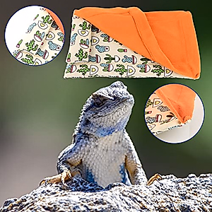 Bearded Dragon Bed with Pillow Lizard Sleeping Bag Blanket Soft Warm Hideout Terrariums Accessories for Reptile Lizard Bearded Dragon (Orange)