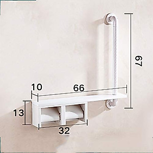 CRODY Bath Wall Attachment Handrails Grab Bar Rails Wall-Mounted Shower Safety Grab Bar,Barrier-Free L-Shaped Bathroom Towel Rack, Toilet Roll Tissue Box Double Paper Towel Holder/White