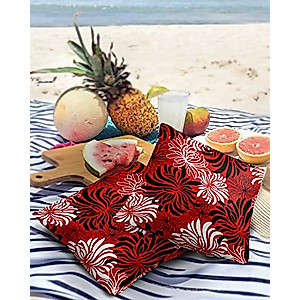 Brawvy Pillow Covers 16x16 inch Outdoor Decorative Waterproof Pillow Covers Spring Flower Red and Black Chrysanthemum Throw Pillowcase Shell for Patio Tent Couch Set of 2