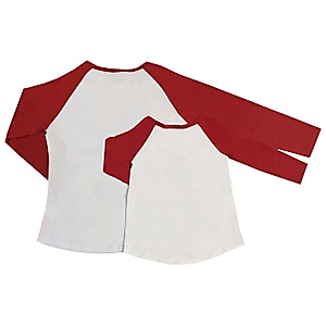 Mommy and Me Matching Outfits Family Matching Letter Print Long Sleeve T-Shirt Clothes Mother Daughter Blouse Tops(Red,Kid/XS(1-2T))