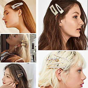 Women Hair Accessories 18PCS Handmade Simulation Pearl Barrettes Clip Set Geometric Flower Bobby hairpin Girls Headwear…