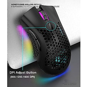 Lightweight Gaming Mouse,Rechargeable Wireless Gaming Mouse with USB Receiver RGB Backlight Computer Mouse for Laptop PC