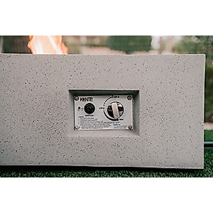 Kante 34.8" W Square Concrete/Metal Outdoor Propane Gas Smokeless Patio Heater, Fire Pit Table 50,000 BTU & Weather Resistant Cover, Light Gray