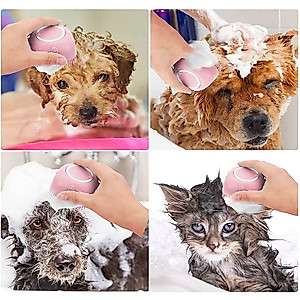 Pet Bath Massage Brush Puppy Dog Cat Grooming Cleaning Soft (Pink)