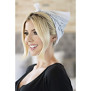 RIAH FASHION Fabric Face Cover Multi-Purpose Cotton Unisex Bandana - Mouth Shield Scarf Handkerchief, Headwear Balaclava Wrap (1, White)