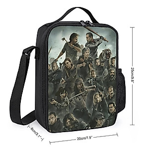 Waterproof Carrying Thermal Lunch Tote The Apocalyptic Walking Horror Drama Dead Lunch Bag lunch Bags Warm Organizer for Outdoors Lunch Box with Adjustable Shoulder Strap