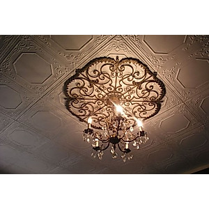 Lizbona R32W 20 x 20 Tin Looking Styrofoam Glue Up White Ceiling Tile