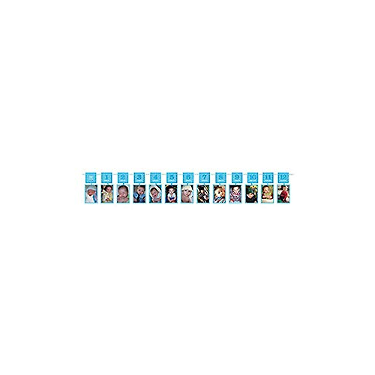 amscan 220108 1st Birthday Glitter Photo Garland - Blue, 1ct, 12'