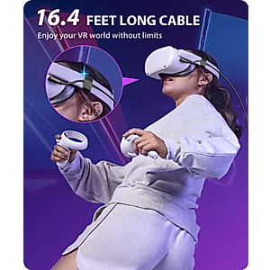 ZNEED Link Cable 16Ft Compatible with Meta/Oculus Quest 2 Accessories, USB 3.0 High Speed Transfer & 3.1A Fast Charging USB C Cable for VR Headset Gaming PC Steam
