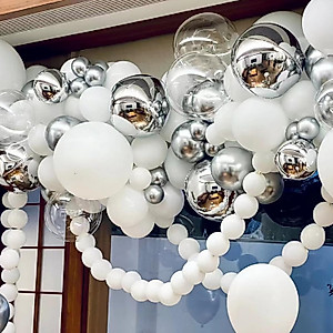Link Balloons, 100Pcs 6inch White Latex Balloons with Linkable Needle Tail Connected for BIrthday/Wedding/Baby Shower Decoration (white, 6")