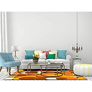 Orange Retro Industrial 70s Pattern Area Rugs Non-Slip Floor Mat Doormats Home Runner Rug Carpet for Bedroom Indoor Outdoor Kids Play Mat Nursery Throw Rugs Yoga Mat