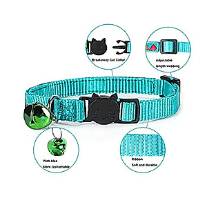 Custom Breakaway Cat Collar Personalized Cat-ID Collar Embroidered Pet Name Phone Safety Collars with Bell