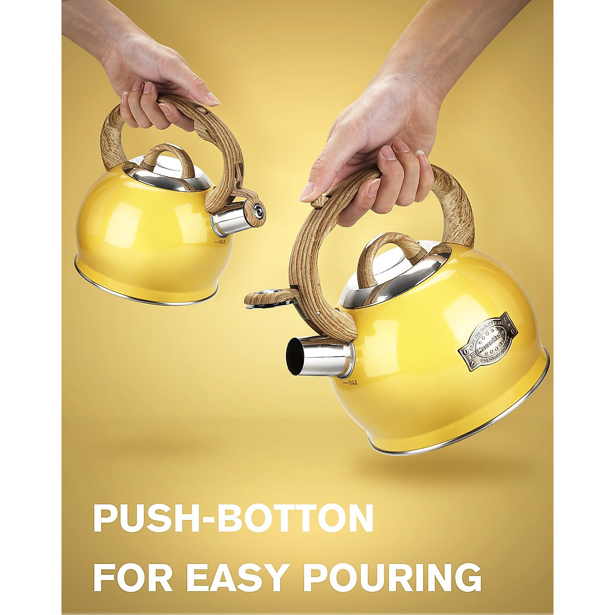 Hauce Radio Stovetop Tea Kettle, 2.1 Quart Stove Top Whistling Tea Kettles,Water Teapot Induction Tea Kettle with Food Grade Stainless Steel and Silicone Anti-Hot Handle, Suitable for All Heat Sources