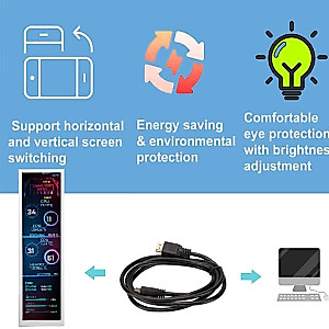 GOWENIC 8.8 Inch USB Mini Screen, AIDA64 PC CPU Data Monitor, Computer Temperature Display Micro USB Sub Screen Theme Editor Auto Off, for RasPi, for Linux