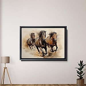 Majestic Black Stallion Galloping In The Clouds, Black Horse On Salt Flats, Canvas Print, Black Horse Print, Black Horse Wall Art