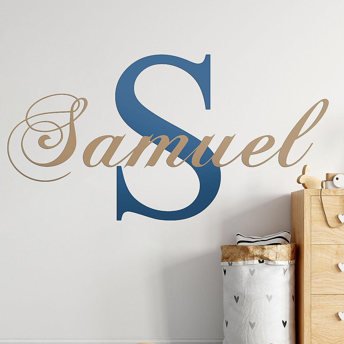 e-Graphic Design Inc Custom Name & Initial Cursive Letters Wall Decal | Baby Boy Girl Decoration - Mural Wall Decal Sticker for Home Interior Decoration Car Laptop (MM39) (Wide 30" x 15" Height)