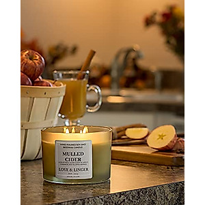 Mulled Cider Candle | Fall Candles | Luxury Soy & Beeswax Candles for Home | 16 oz. Large Jar 3 Wick Candle | Apple Cider Candle | Thanksgiving Candle | Autumn Candles