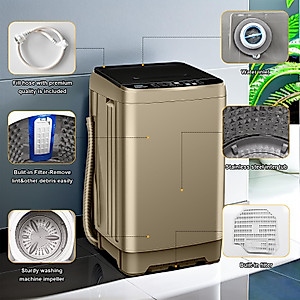 Full Automatic Washing Machine, AYCLIF 17.7 lbs Apartment Washing Machine with Drain Pump,10 Wash Programs 8 Water Levels,for Dorm Apartment RV Full-Automatic Washing Machines, 21"D x 21"W x 35"H