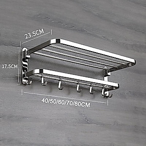 N/A Bath Towel Shelf Stainless Steel Polished Bathroom Towel Rack Holder Storage Shelf Hook Accessories