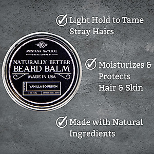MNSC Small Batch Vanilla Bourbon Beard Balm for a Naturally Better Beard - All-Natural Beeswax and Plant-Based Oils, Petroleum-Free, Hypoallergenic, Handmade in USA