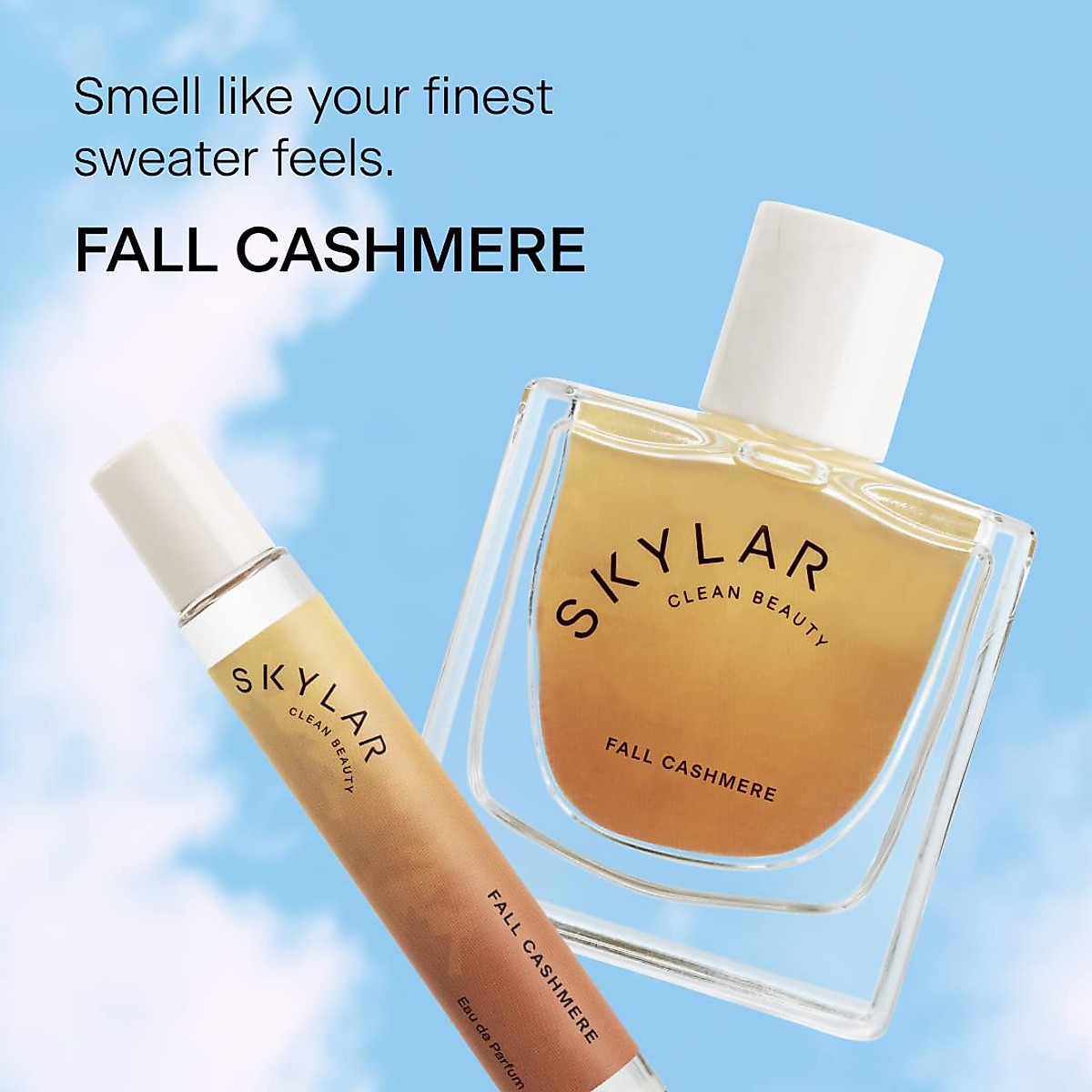 Skylar Fall Cashmere Eau de Parfum - Hypoallergenic & Clean Perfume for Women & Men, Vegan & Safe for Sensitive Skin - Spicy Gourmand Perfume with Notes of Cinnamon, Almond & Ginger - 10mL /0.33 Fl oz