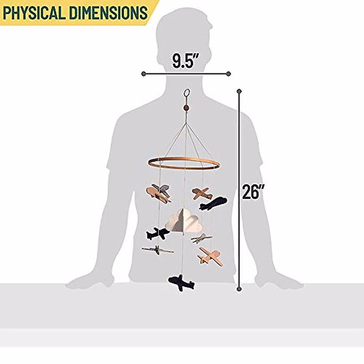 FDSF Crib Mobile Airplanes & Cloud Nursery Decoration and White, Navy, Baby Crib Mobile for