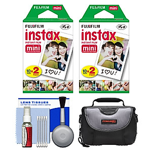Essentials Bundle for Fujifilm Instax Mini 8, Mini 9, Mini 11, Mini 70 & Mini 90 Instant Film Camera with 40 Twin Color Prints + Deluxe Case + Cleaning Kit