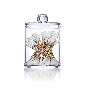 QYANG, 3piece combination cotton swab pad container, transparent container, cotton ball distributor, plastic medicine container, cosmetic container, bathroom dresser (10oz, 22oz, 39oz)